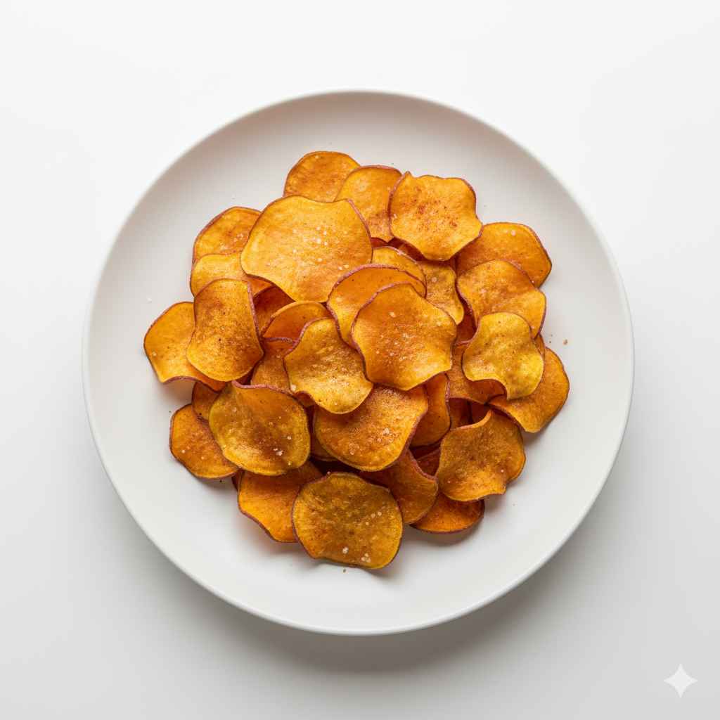 Receita Fácil de Chips de Batata-Doce Assados - Tudo Delicious